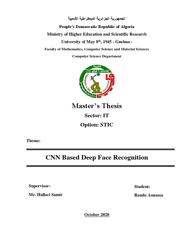 Master's Thesis: CNN Based Deep Face Recognition | PDF | Machine ...