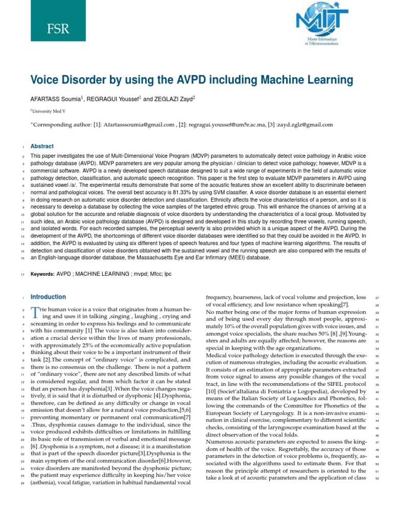 Article Voice Disorder | Download Free PDF | Human Voice | Pathology