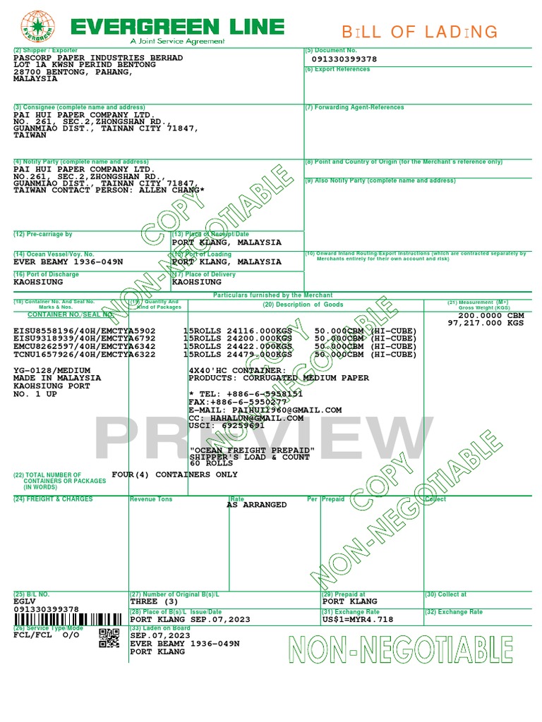 BL Kao | Download Free PDF | Bill Of Lading | Water Transport