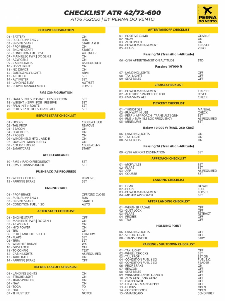 Checklist ATR 72 600 | PDF