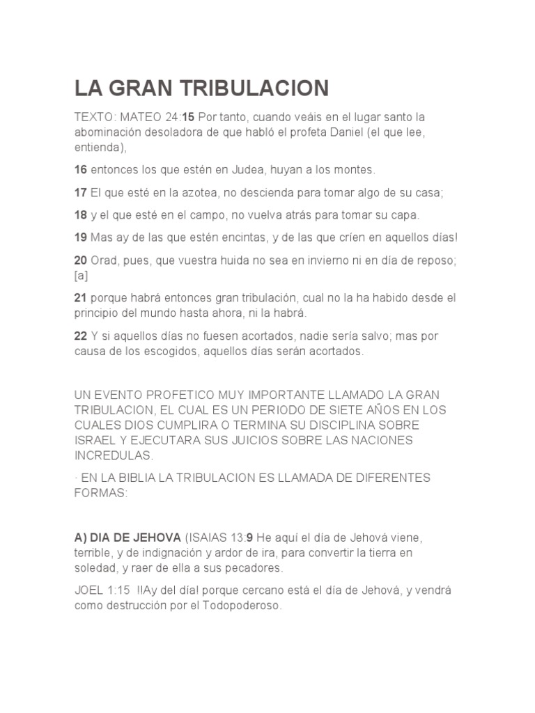 La Gran Tribulacion | PDF | Gran tribulación | antecristo