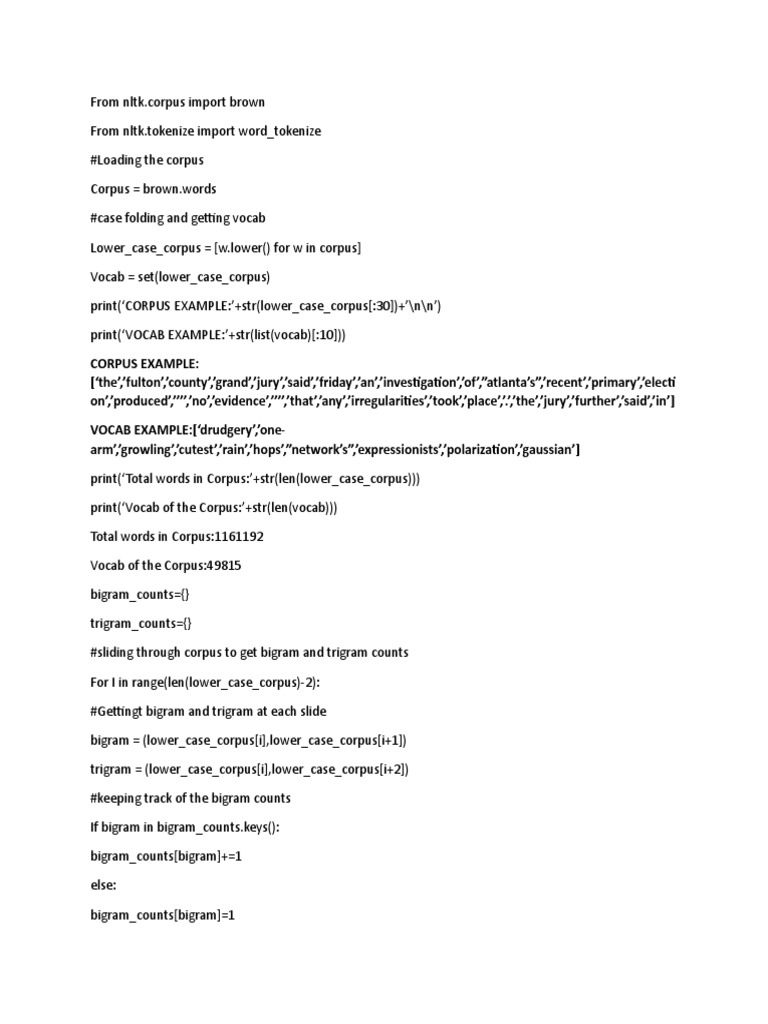 N Grams Python Program Pdf Applied Mathematics 6336