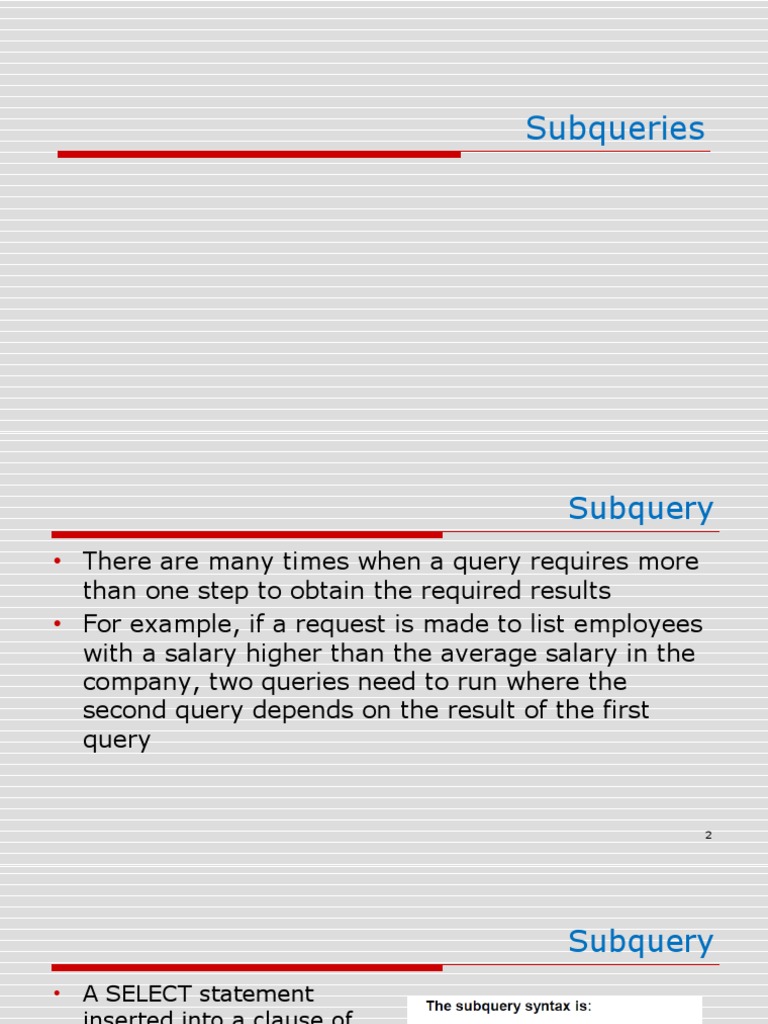 Chapter 14-1 Subqueries Single Row | PDF | Sql | Data Management Software