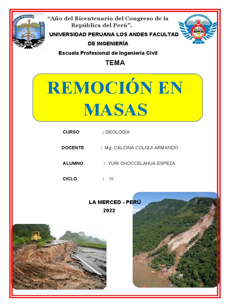Remoción en Masas | PDF | Barro | Volcán