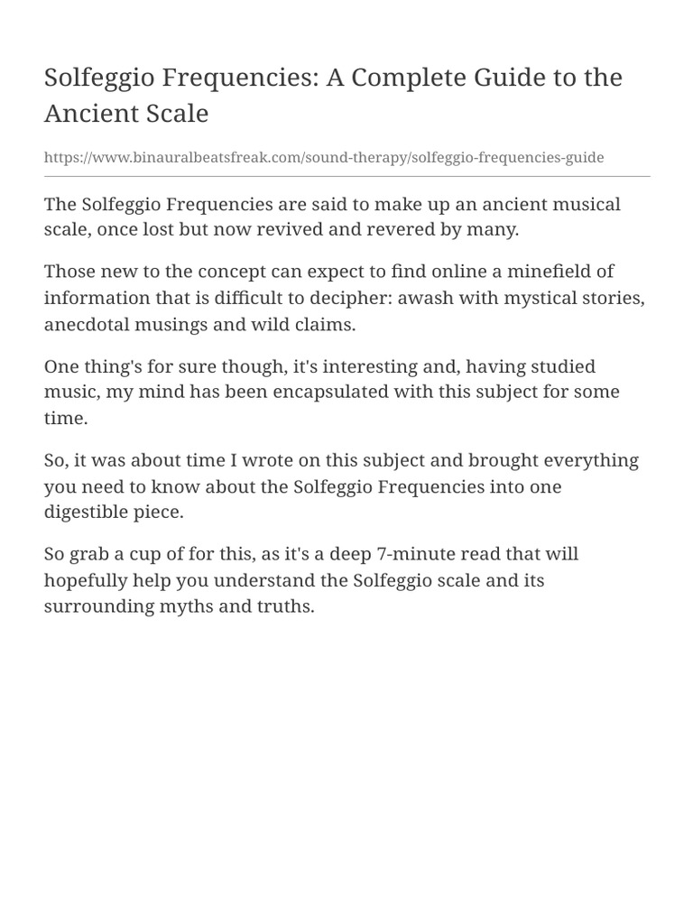Solfeggio Frequencies A Complete Guide To The Anc | PDF