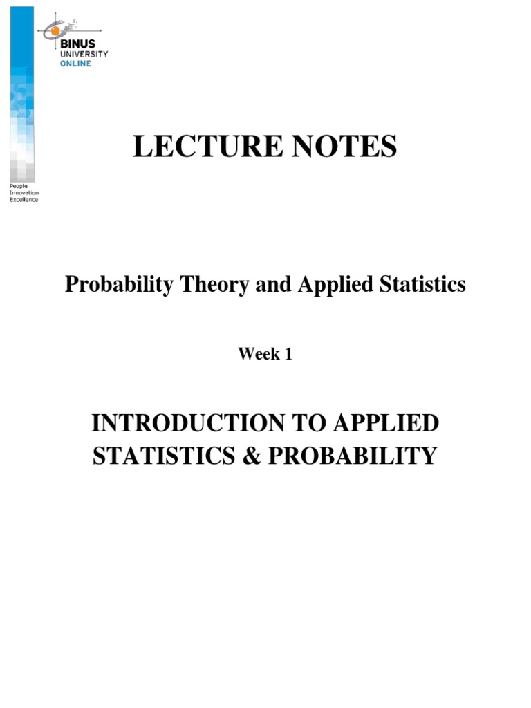 Lecture Notes: Probability Theory and Applied Statistics | PDF