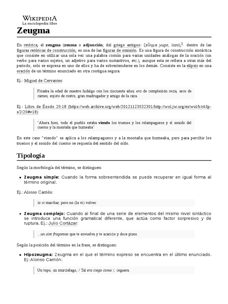 Figuras Retóricas: El Zeugma | PDF | Semiótica | Lingüística