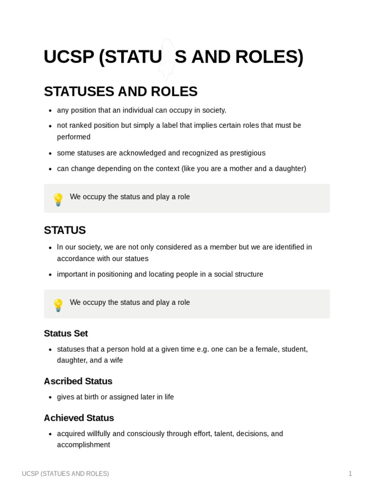 Ucsp Status and Roles | PDF