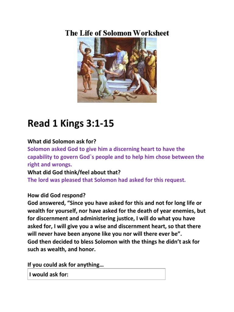 2223 Gr9 Proverbs LIFE of SOLOMON Worksheet | PDF | Solomons | Books Of Kings