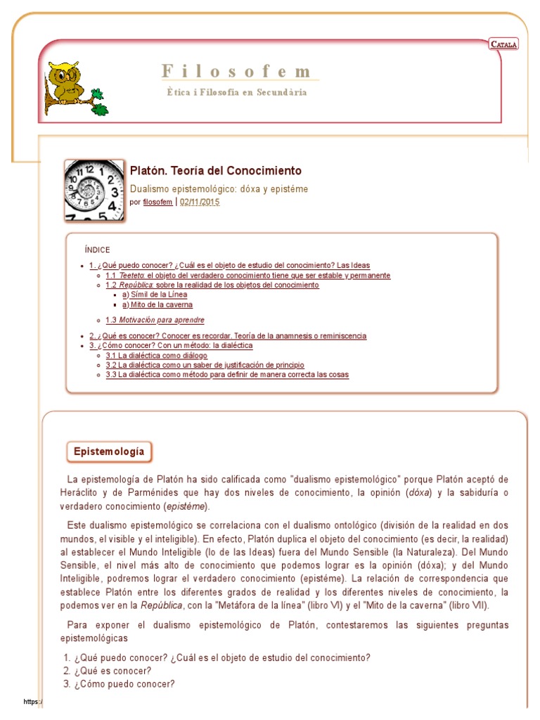 Platón. Teoría Del Conocimiento - Filosofem | Descargar gratis PDF ...