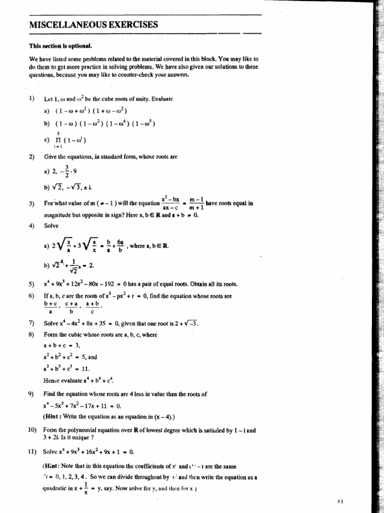Miscellaneous Exercise | PDF | Abstract Algebra | Applied Mathematics