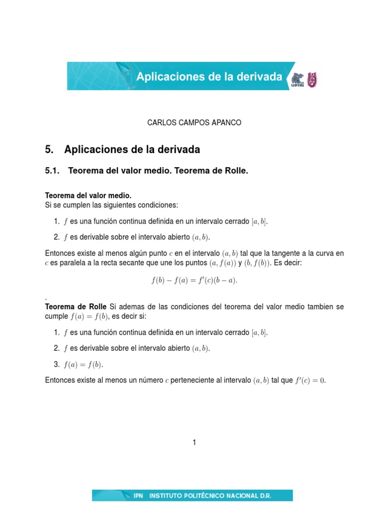 Aplicaciones de La Derivada | PDF | Derivado | Función continua