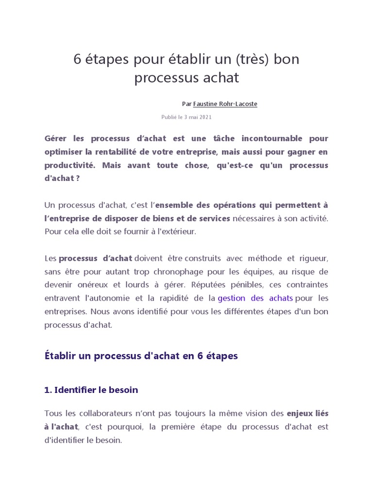 6 étapes du processus d'achat efficace | PDF
