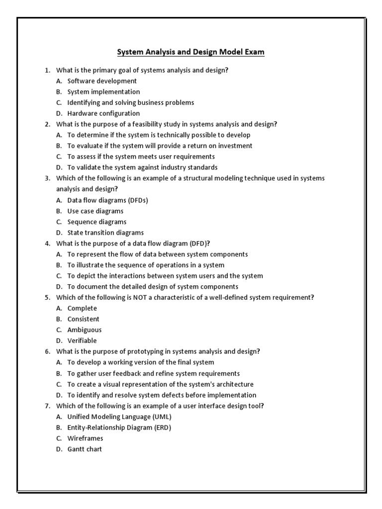 System Analysis and Design Exam Guide | PDF | System | Information ...