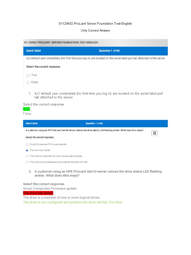 ProLiant Server Foundation Test-English | PDF