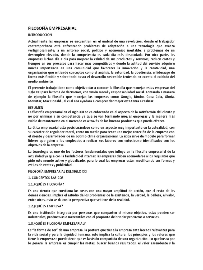 3 Filosofía Empresarial | PDF | Business | Internet