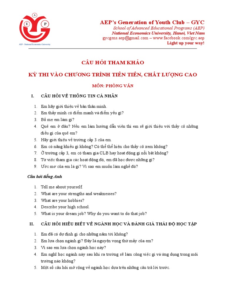 CÂU HỎI THAM KHẢO THI TT,CLC (PHỎNG VẤN) | PDF