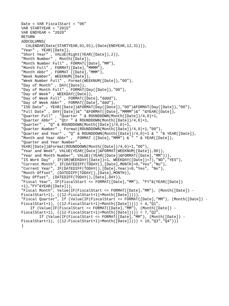 Fiscal Year Dax Script Pdf 