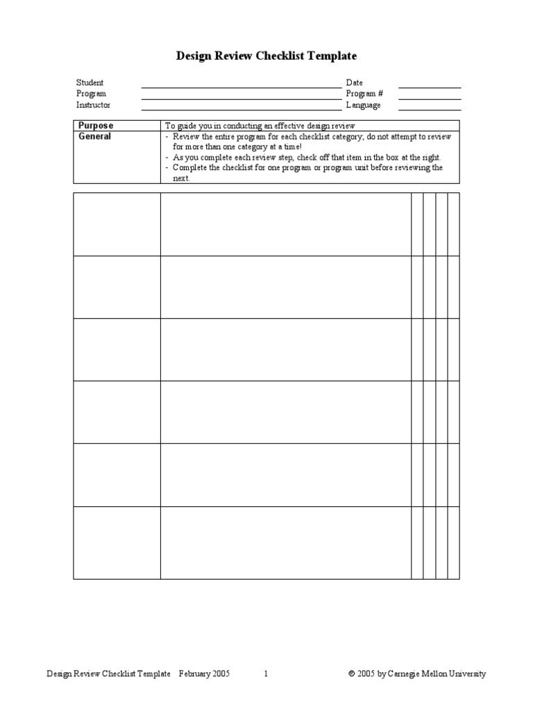 Design Review Checklist Template | PDF