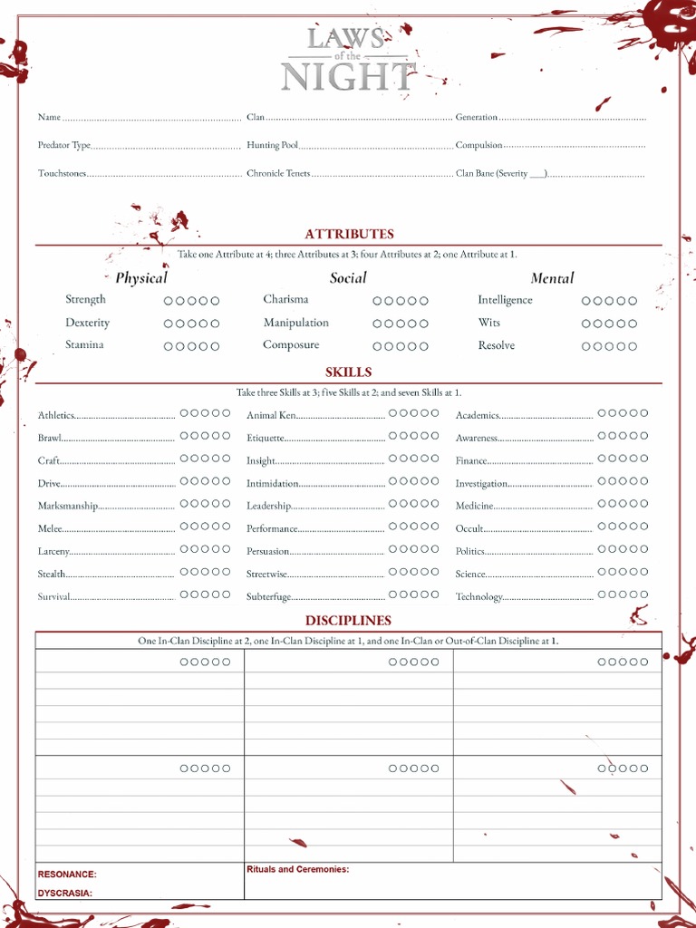 Character Sheet Laws - V5 | PDF