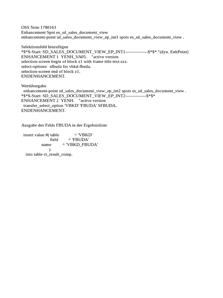 Erweiterung Slektionsfelder in VA05 | PDF