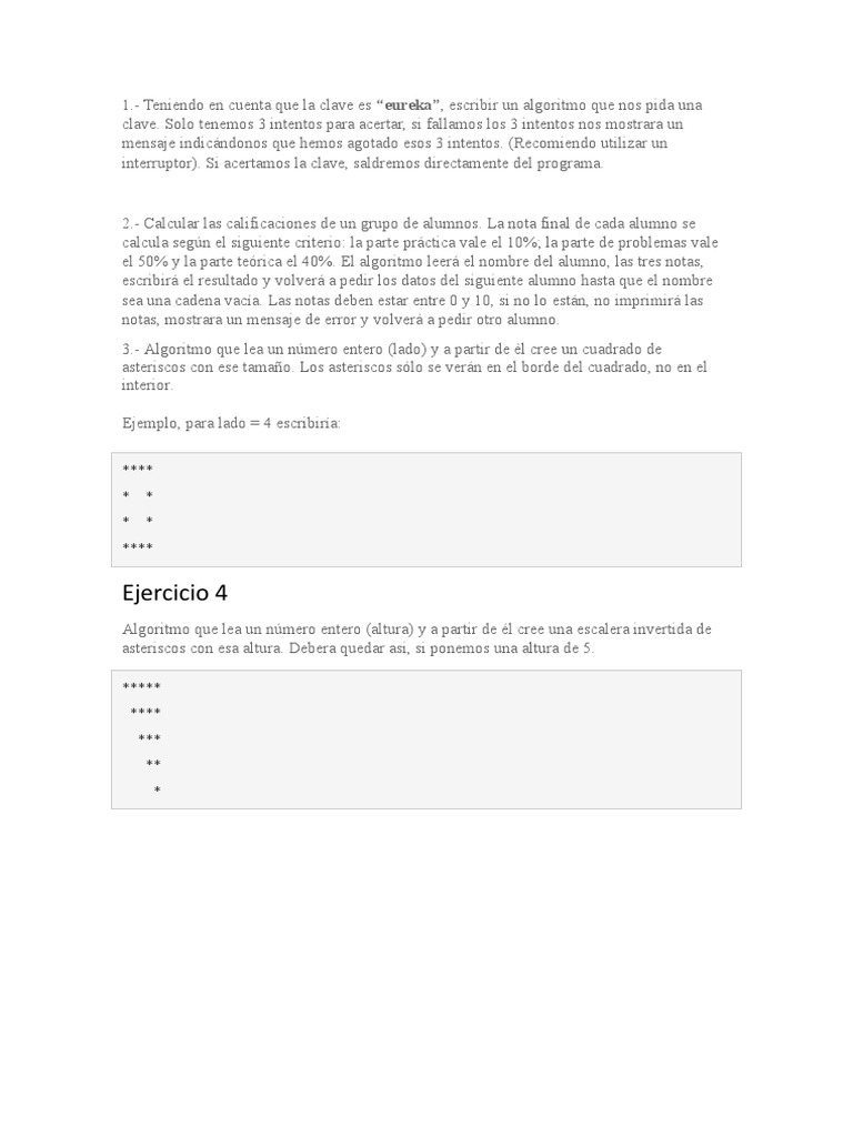 Ejercicios Pseint | PDF