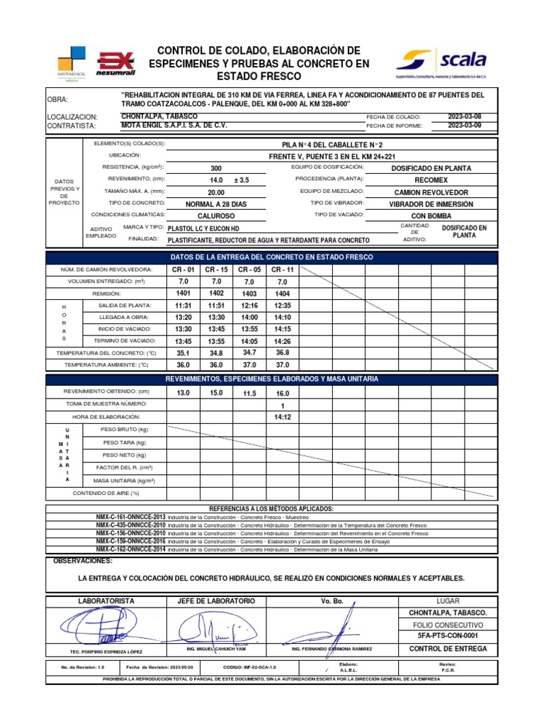 Control de Colados | PDF