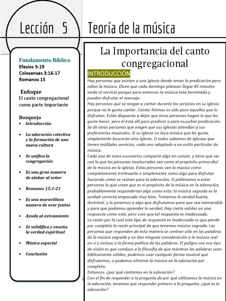 La Importancia Del Canto Congregaional | PDF | Estudios de idiomas ...