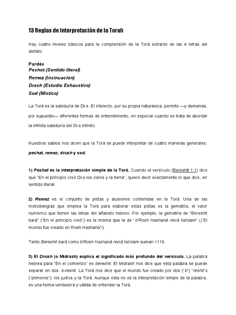 13 Reglas de Interpretación de La Torah | PDF | Halakha | Tora