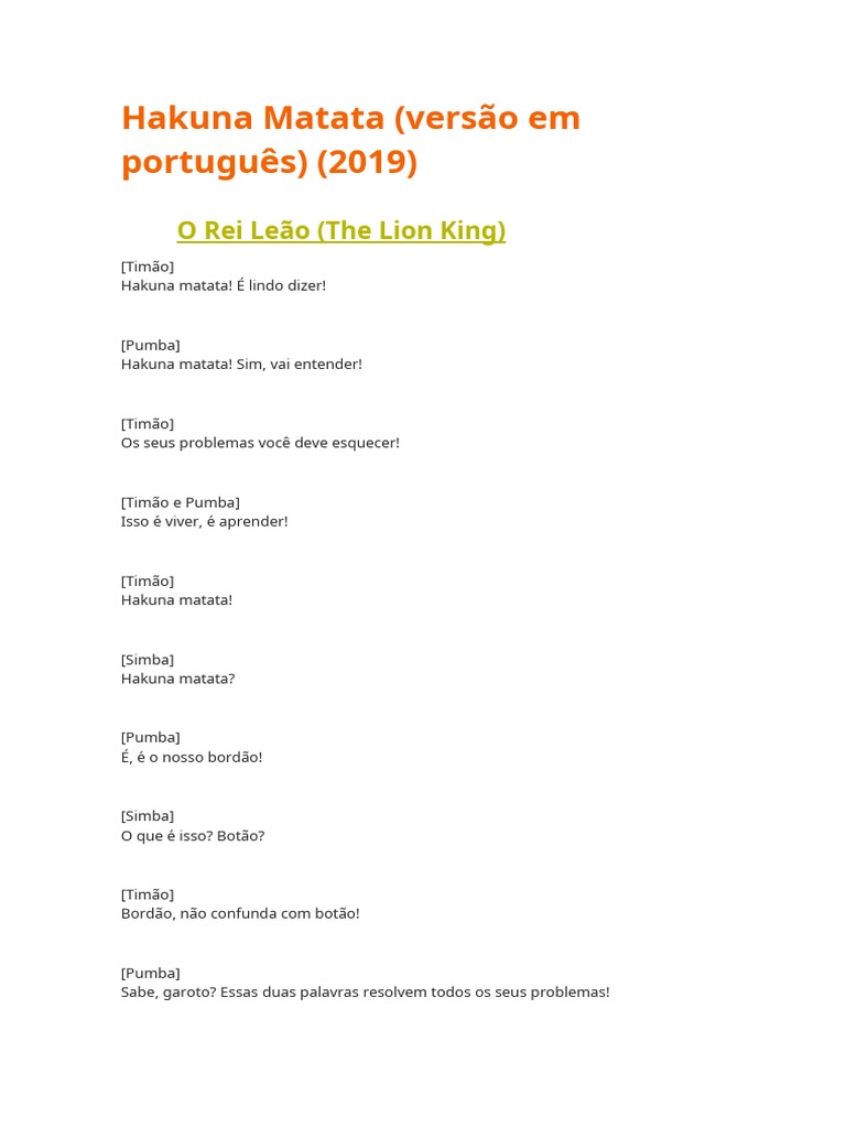 Hakuna Matata | PDF