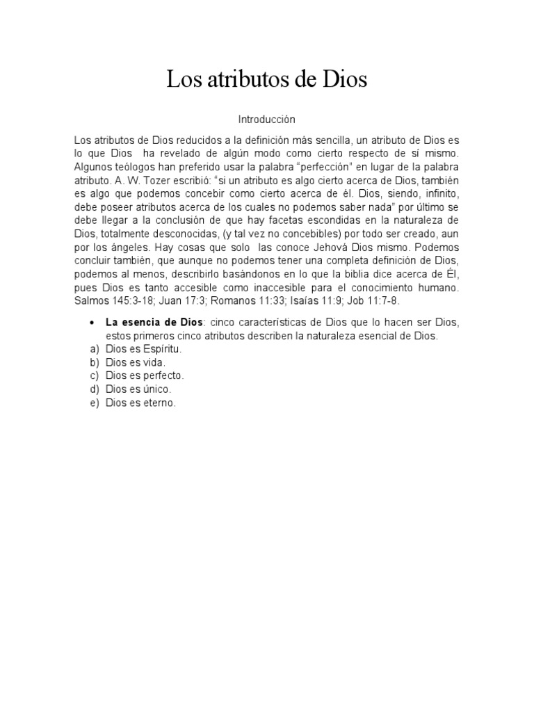 Los Atributos de Dios | PDF | Santo | Dios