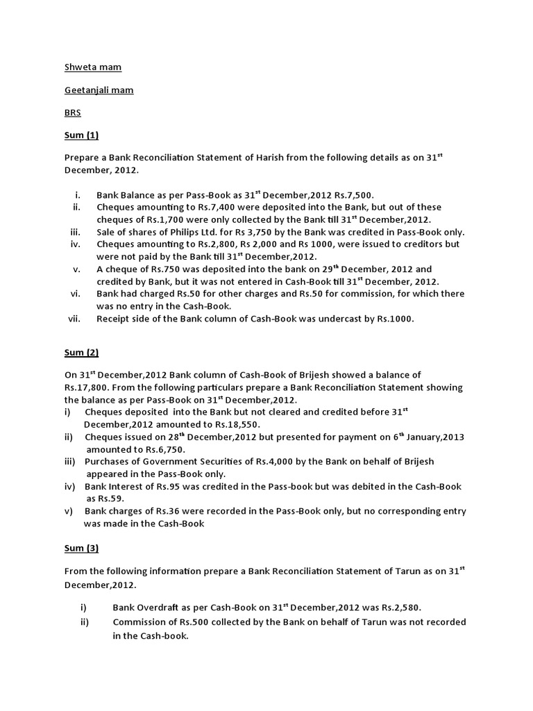 BRS Statement Illustrations | PDF | Banks | Bookkeeping