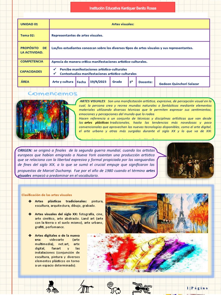 Arte y Cultura 3° y 4° UNIDAD 01 - ACTIV 02 | PDF | Dibujo | Pinturas