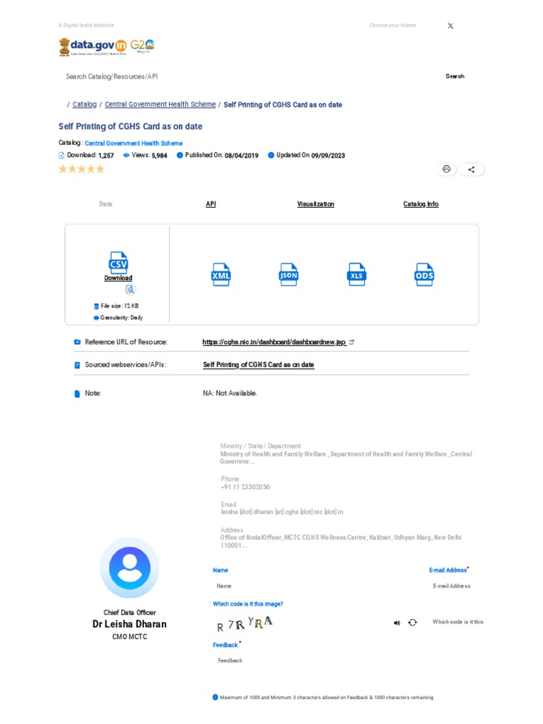 Self Printing of CGHS Card As On Date - Open Government Data (OGD ...