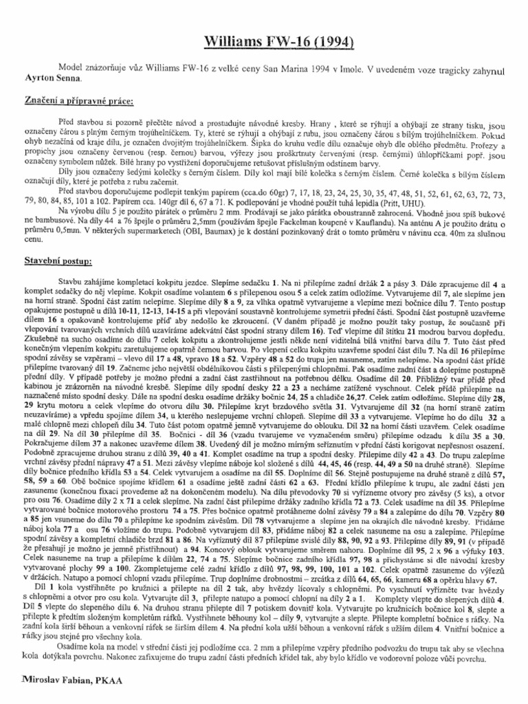 (Fabian) Williams FW16 GP San-Marino A.Senna | PDF