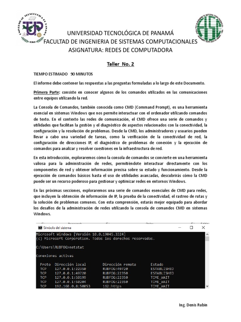 Taller CmdParaRedes | PDF | Protocolos de internet | Red de computadoras