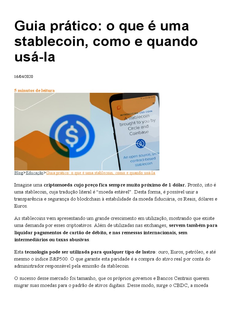 Guia Prático Stablecoin | PDF | Bitcoin | Criptomoeda