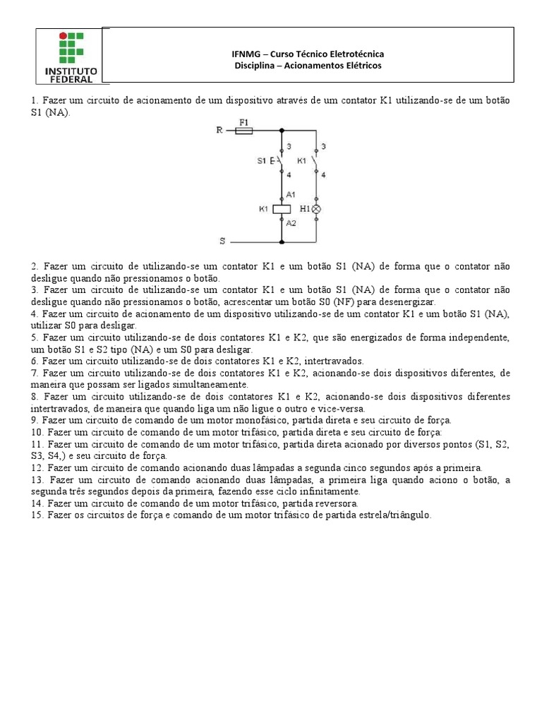 AE13 - Exercícios Comandos Elétricos | PDF