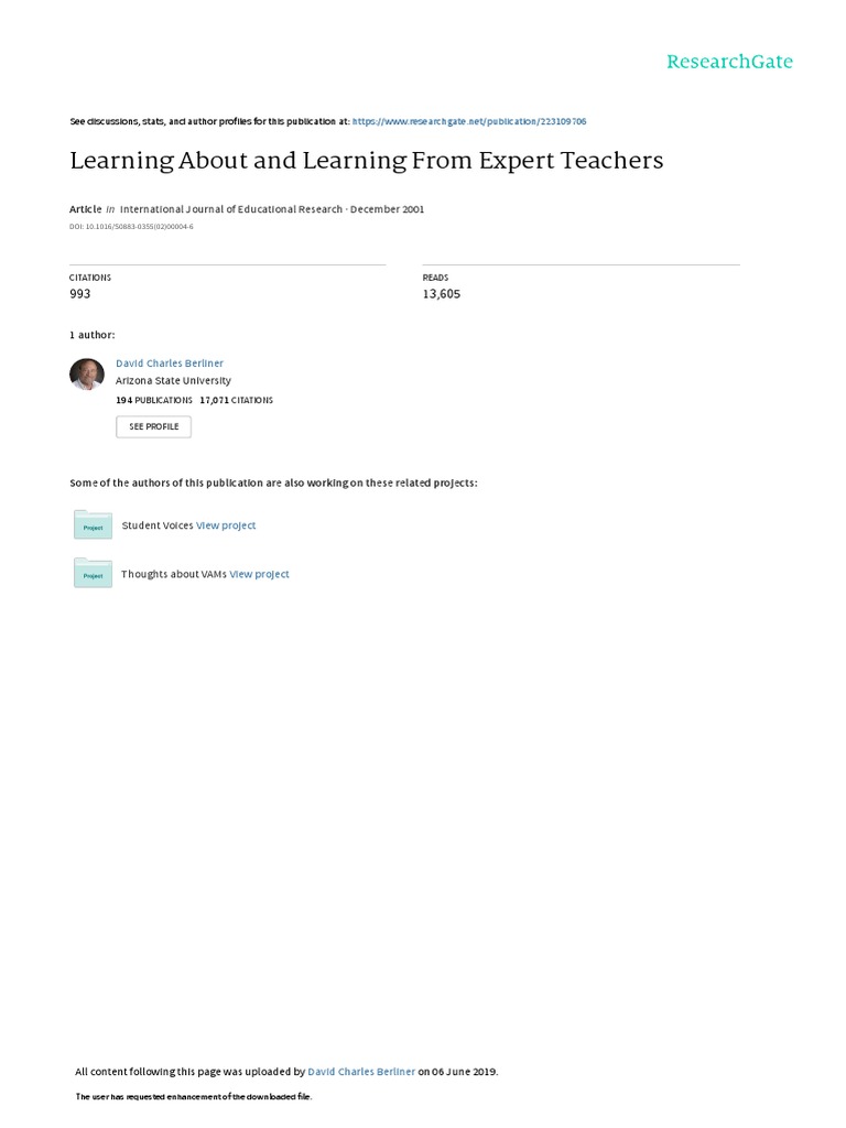 Learning About and Learning From Expert | PDF | Expert | Teachers