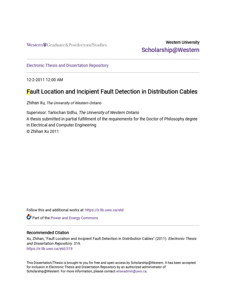 Fault Location And Incipient Fault Detection In Distribution Cables Pdf