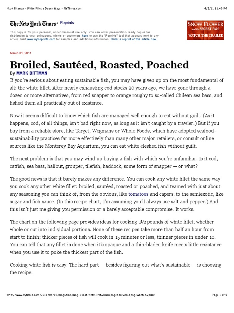 Mark Bittman - White Fillet A Dozen Ways | PDF | Scallion | Ginger