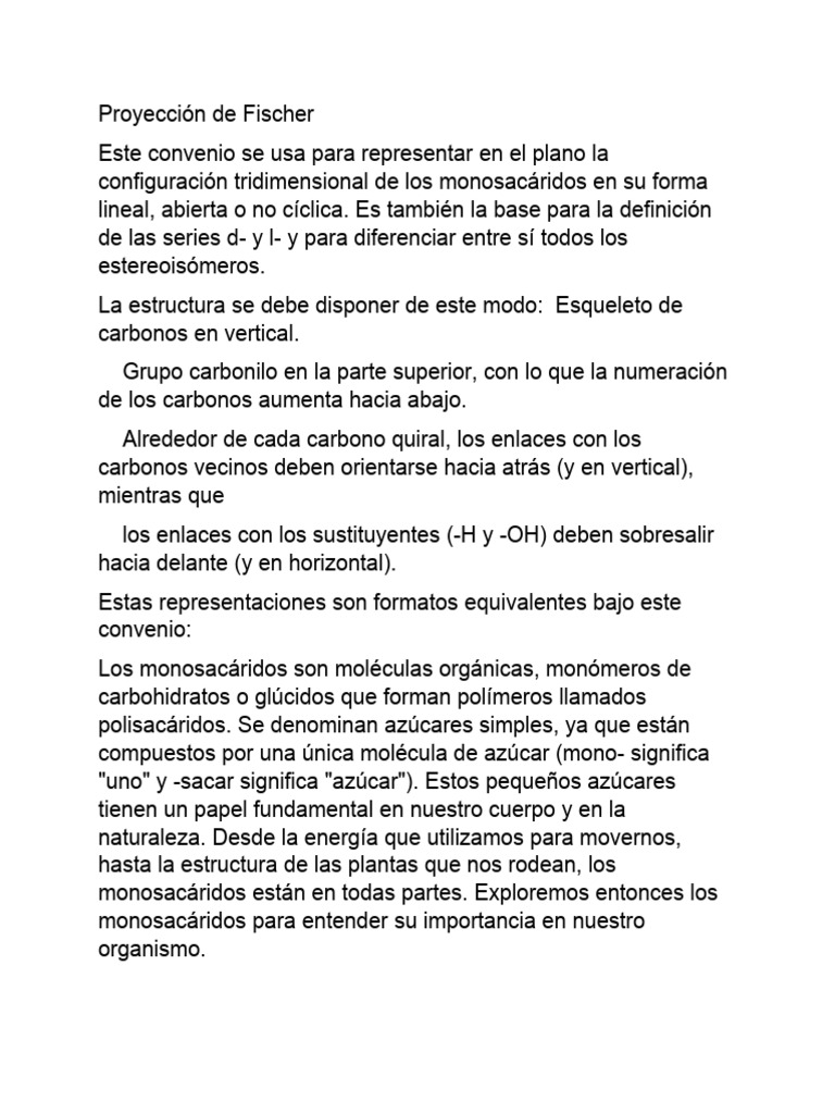 Proyección de Fischer | PDF | Carbohidratos | Química de carbohidratos