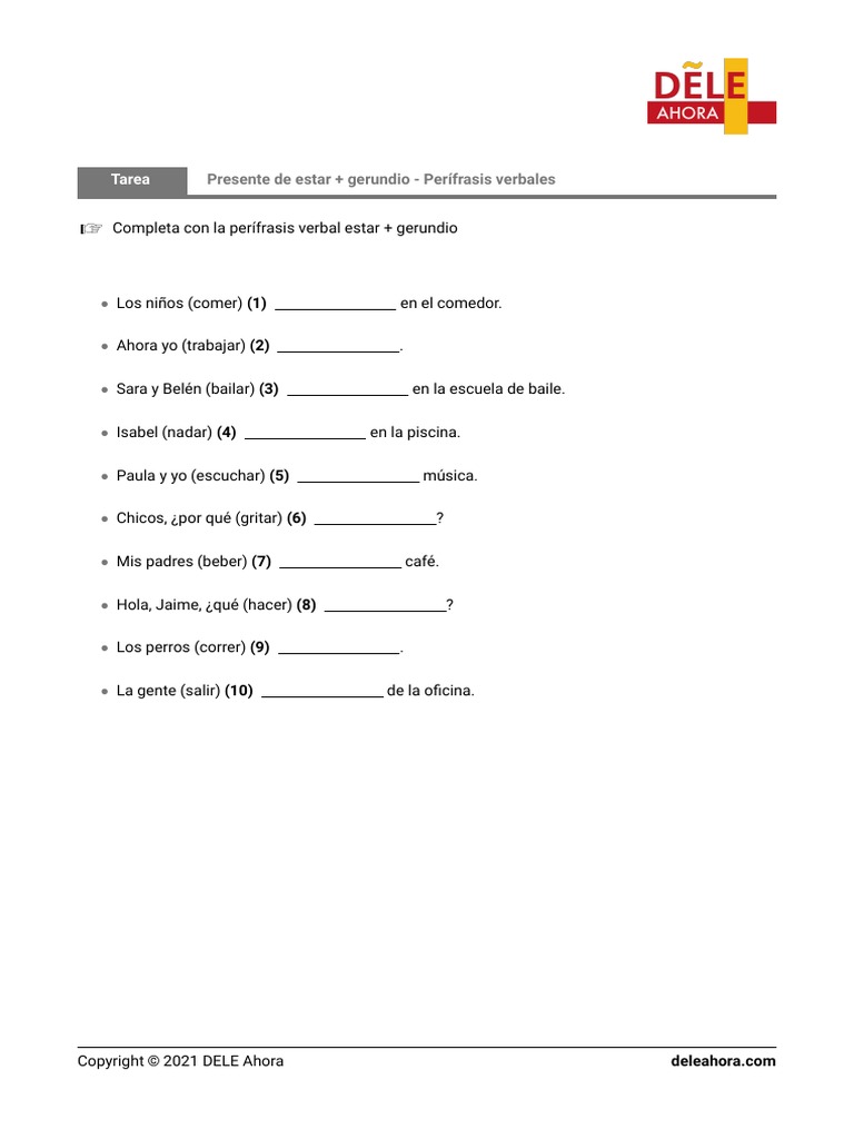 Presente de Estar Gerundio Perifrasis Verbales | PDF