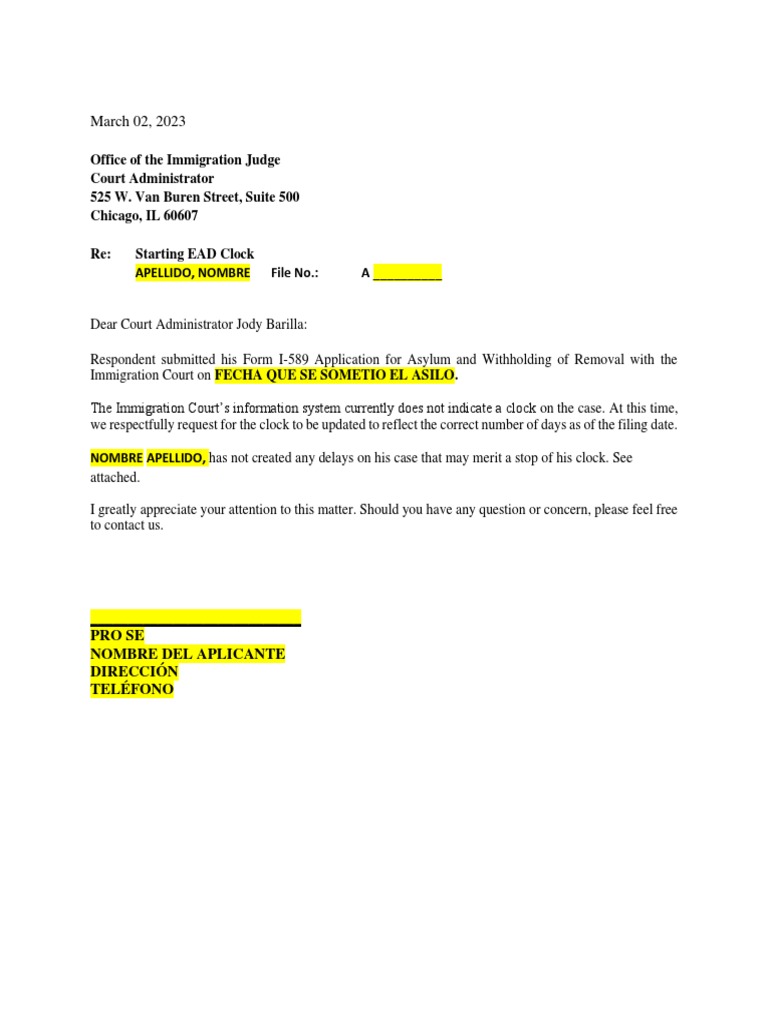 Clock Letter-Immigration Court | PDF
