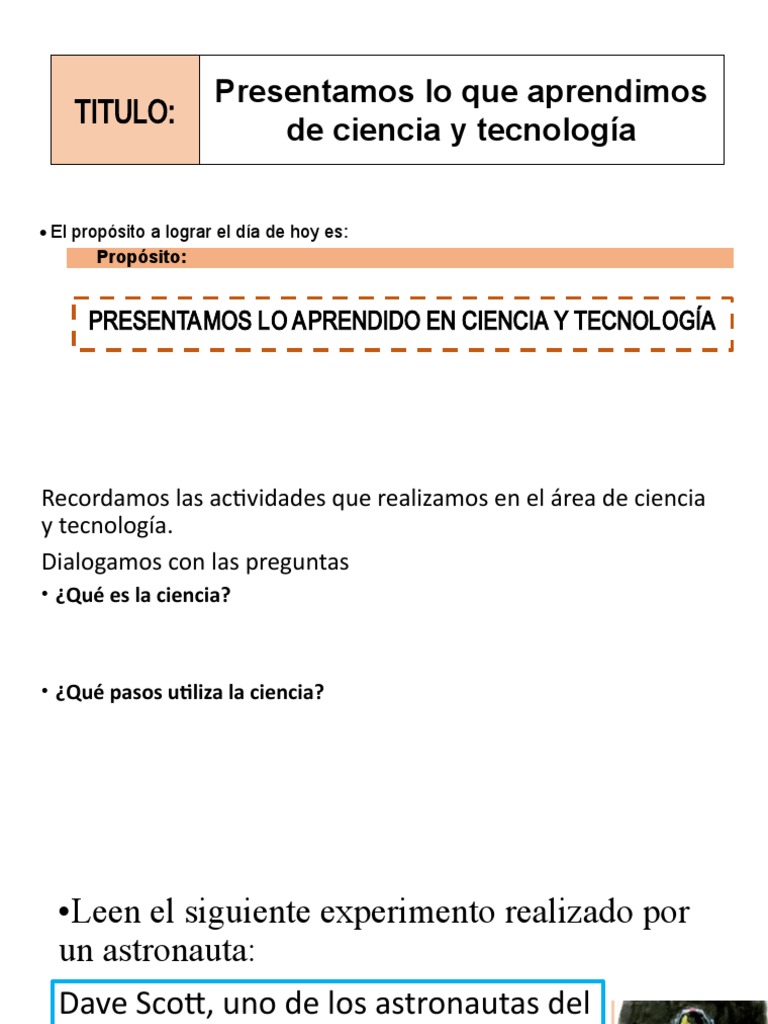 La Ciencia 5to Grado 31 Agosto | PDF | Experimentar | Science