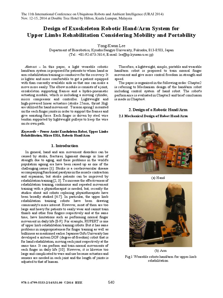 Design of Exoskeleton Robotic Hand, Arm System For Upper Limbs ...