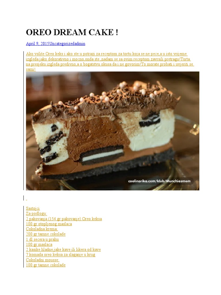 Oreo Dream Cake | PDF