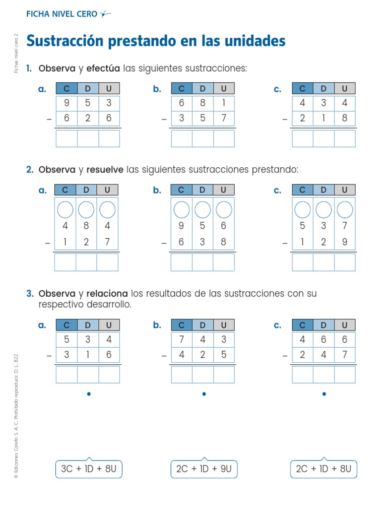 F0 - Sustracción Prestando en Las Unidades | PDF