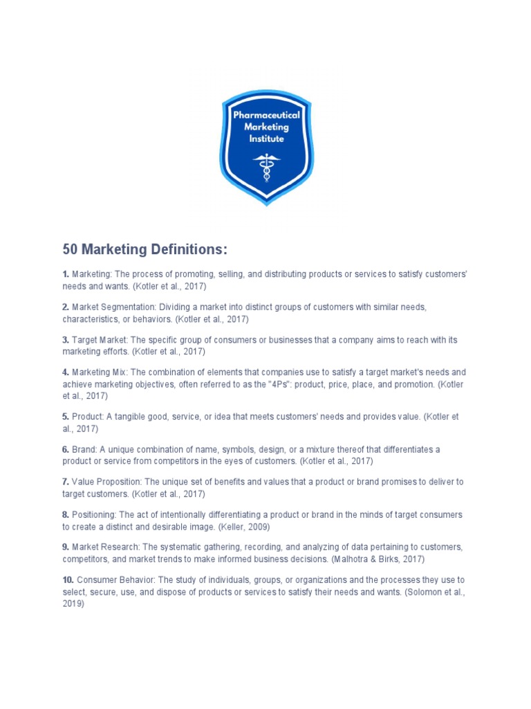 50 Marketing Definitions With References | PDF | Marketing | Brand