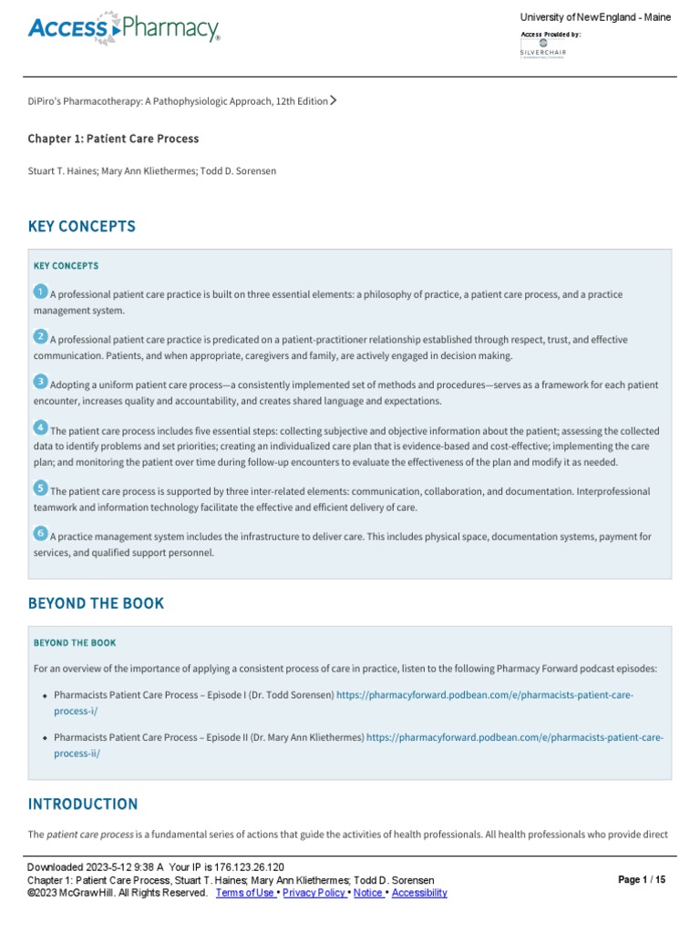 Key Steps in Patient Care Process | PDF | Health Care | Pharmacy